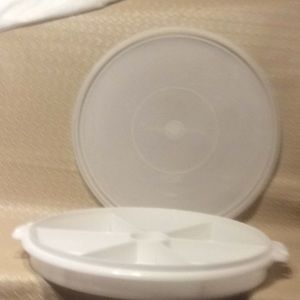 Tupperware | Kitchen | Vintage Tupperware Round White Dividers Tray Lid ...